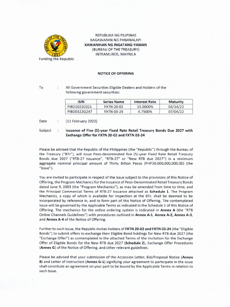RTB 27 Notice of Offering | PDF