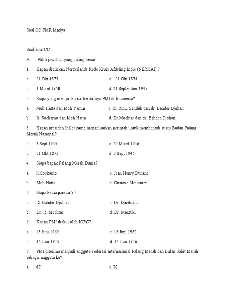 Soal CC PMR Madya | PDF