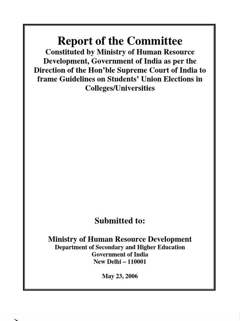 Lyngdoh Committee Report | PDF | Government Of India | Elections
