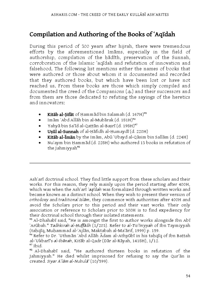 Early Kullābī Ashʿarite Creed Overview | PDF | Sunni Islam | Hadith