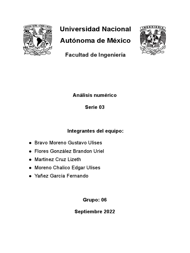 Serie 03 Analisis Numerico | PDF | Análisis numérico | Matriz (Matemáticas)