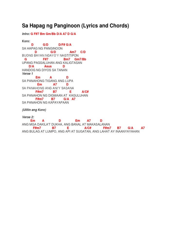 Hapag at Tanda Chords | PDF