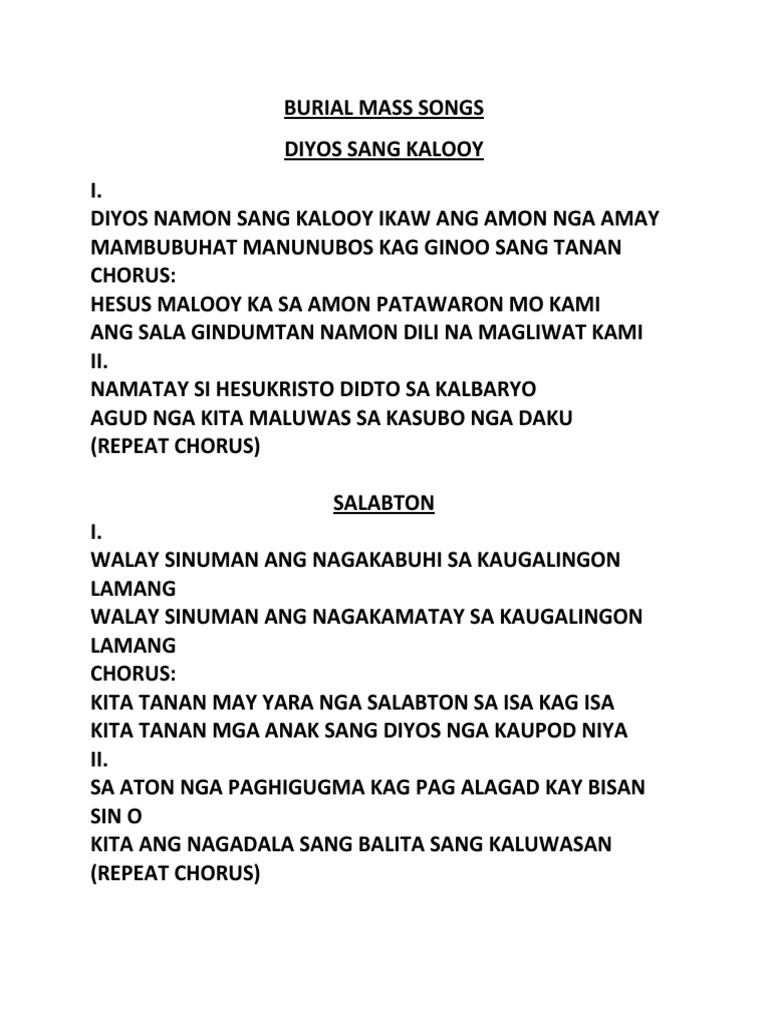 Burial Mass Songs | PDF