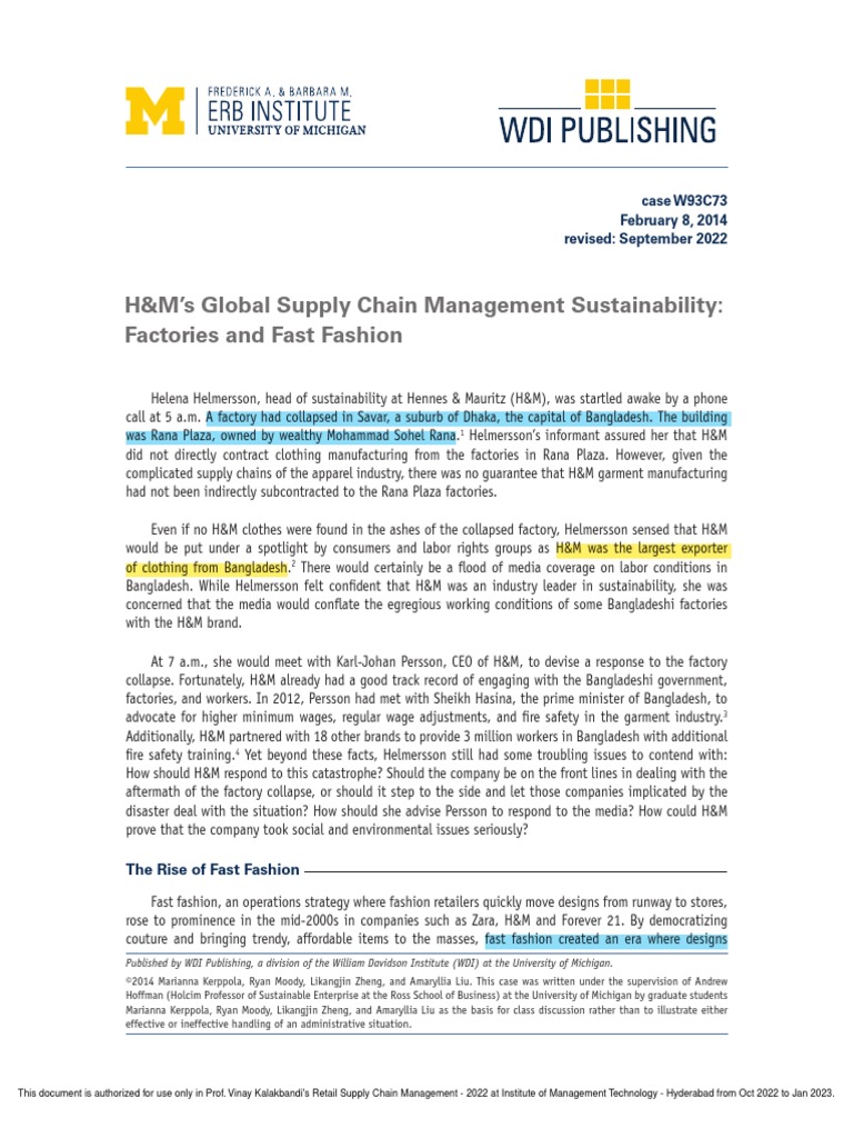 H&M Case (4645) | PDF | Clothing Industry | Fashion