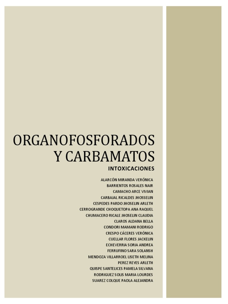 Organofosforados y Carbamatos | PDF | Acetilcolina | Sinapsis