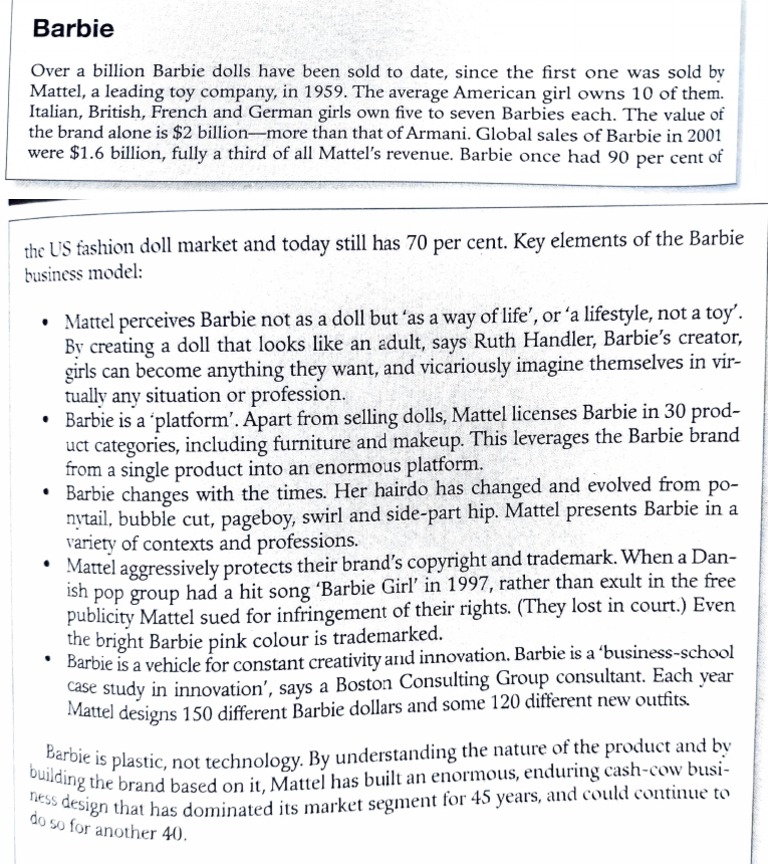 Business Model - Barbie | PDF | Barbie | Play (Activity)