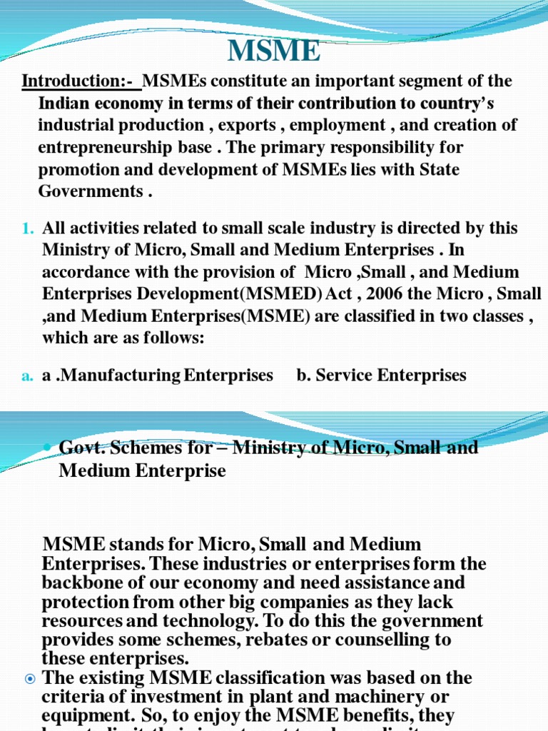 3.4 New Govt - Schemefor MSME | PDF | Small And Medium Sized ...