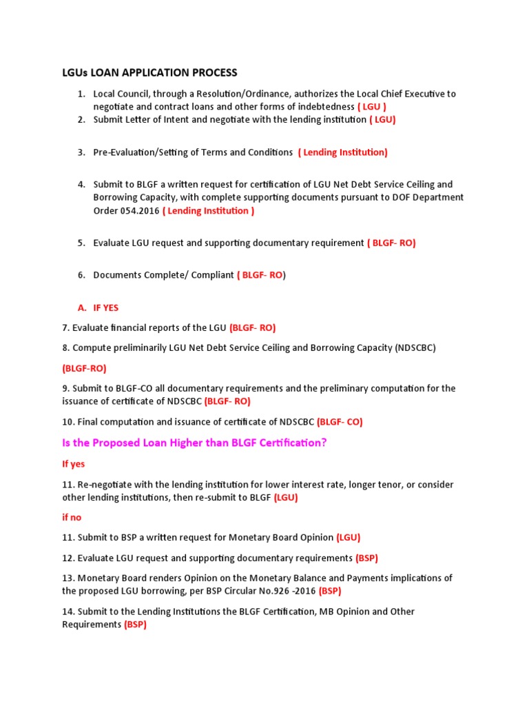 LGU Loan Application Process Guide | PDF | Loans | Debt