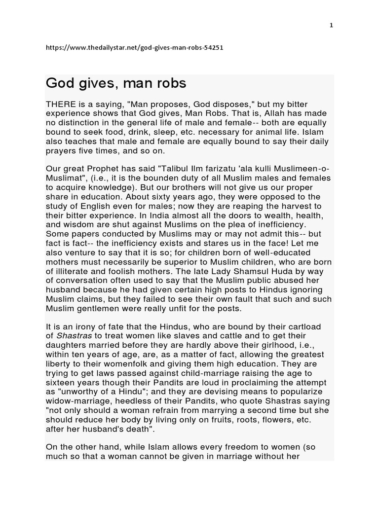 God Gives, Man Robs | PDF | Marriage | Child Marriage