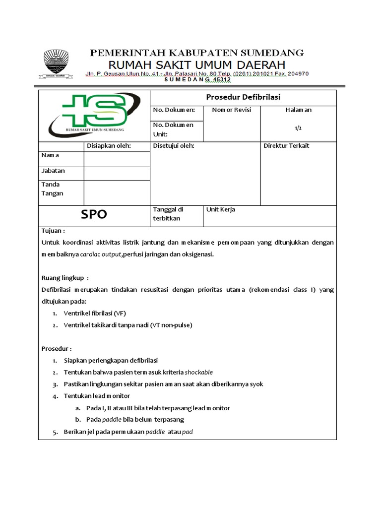SPO Defibrilasi | PDF