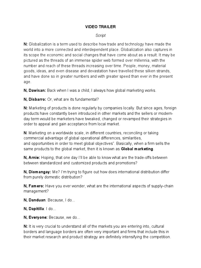 Video Trailer Script | PDF