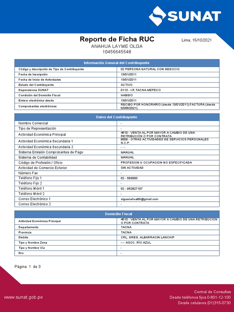 Ficha Ruc | PDF | Teléfonos móviles