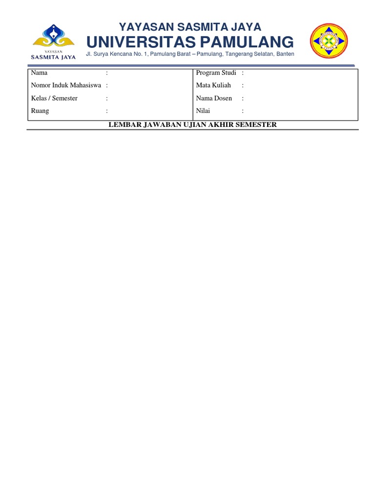 Lembar Jawaban UAS | PDF