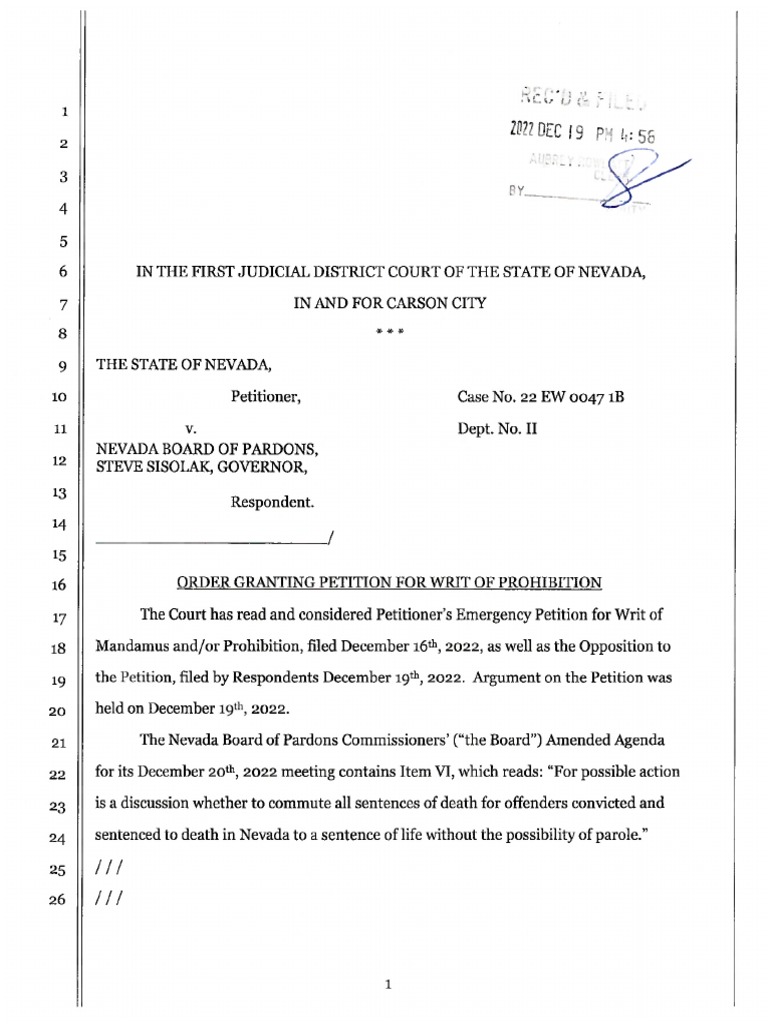 State of Nevada v. Nevada Board of Pardons, Steve Sisolak | PDF
