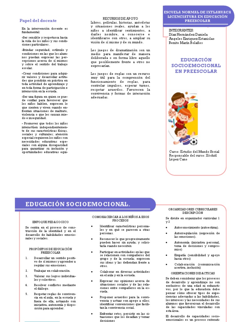Educación Socioemocional en Preescolar | PDF | Educación de la primera ...