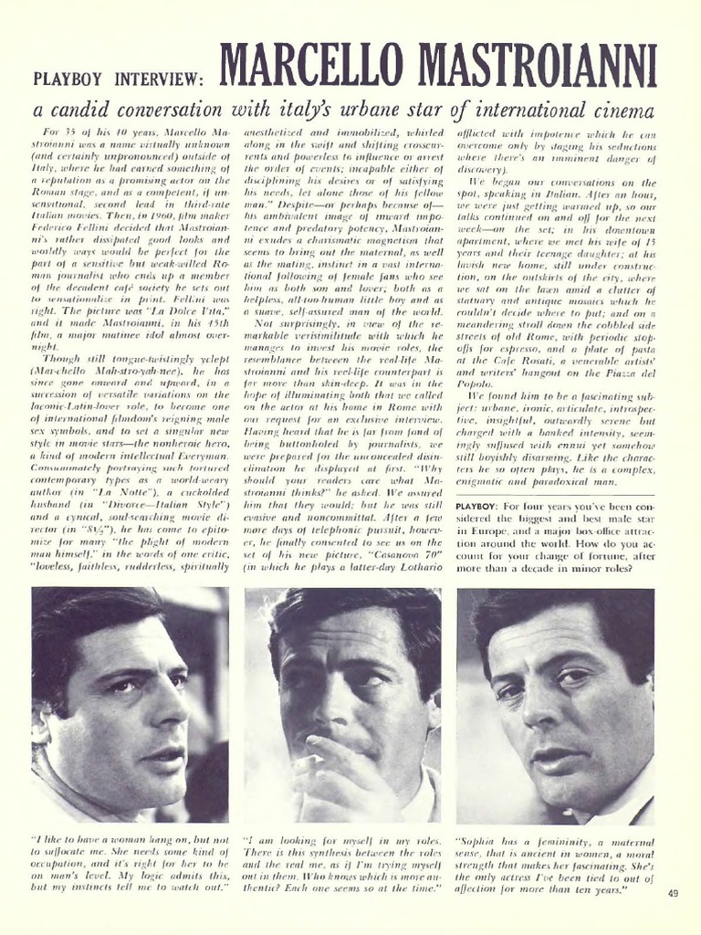 Marcello Mastroianni by Playboy 1965 | PDF