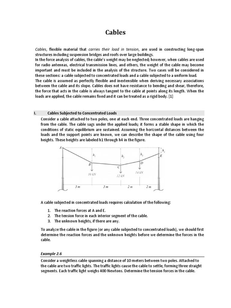 Module 2 - Cables | PDF | Force | Tension (Physics)