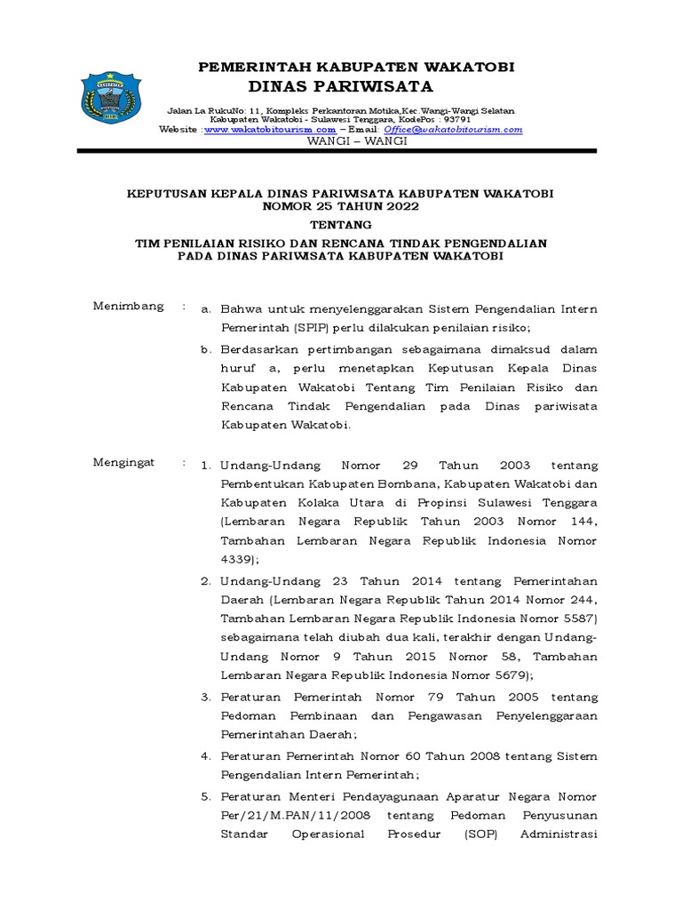 SK Spip Penilaian Resiko Dan RTP | PDF