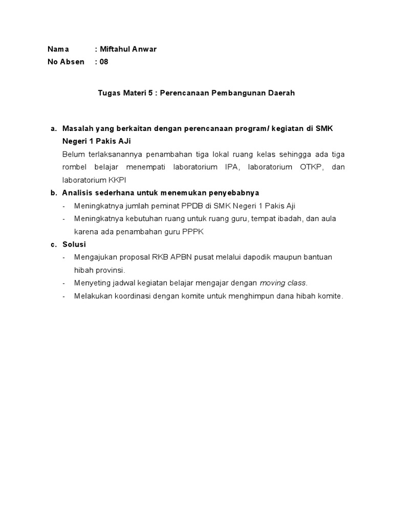 08 - Miftahul Anwar - SMK N 1 Pakis Aji - Materi 5 | PDF