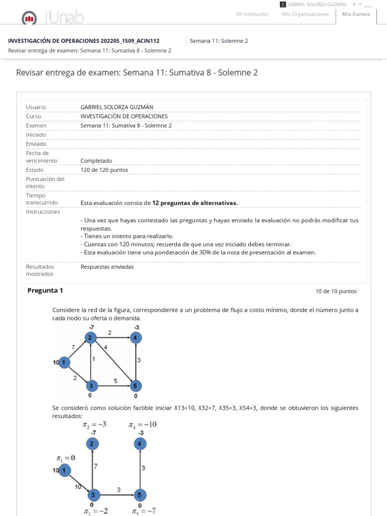 Revisar Entrega de Examen - Semana 11 - Sumativa 8 - Solemne 2 &.. | PDF | Programación lineal ...