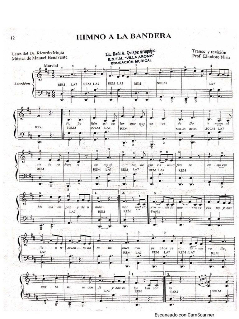 Partitura Himno a la bandera (1) | PDF