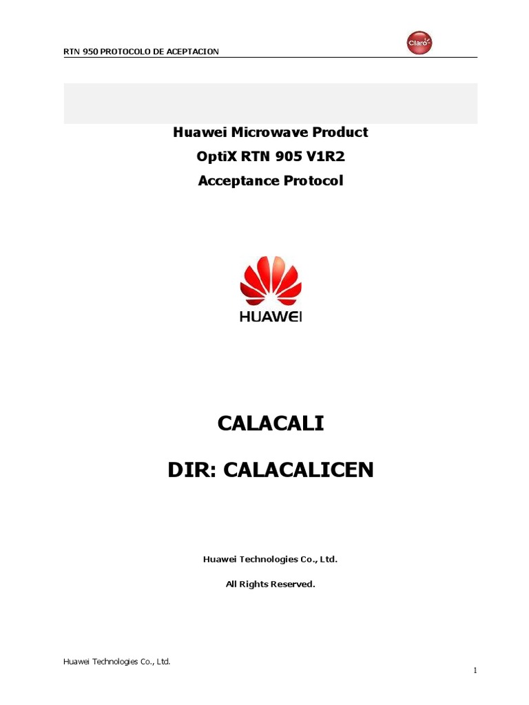 Acceptance Test Protocol XPIC Huawei CALACALI | PDF | Edad de ...