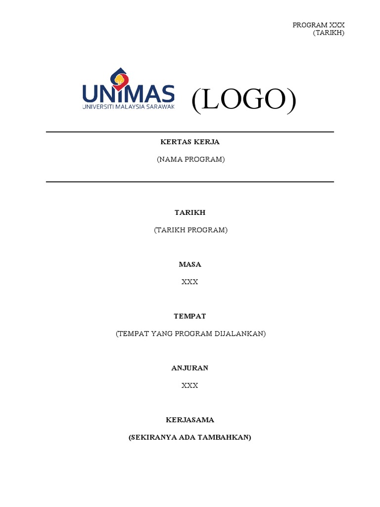 Format Kertas Kerja (Kelab Persatuan JPK JPF) | PDF