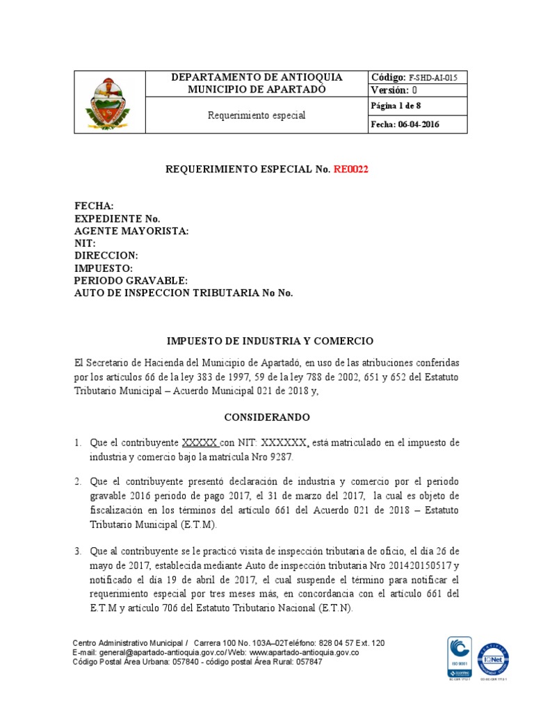 Requerimiento Especial | PDF | Gobierno | Procesos de negocio