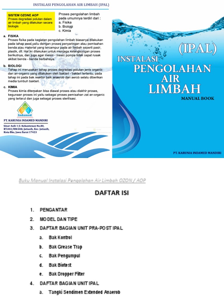 Manual Book IPAL OZON Kap. 50 m3 | PDF