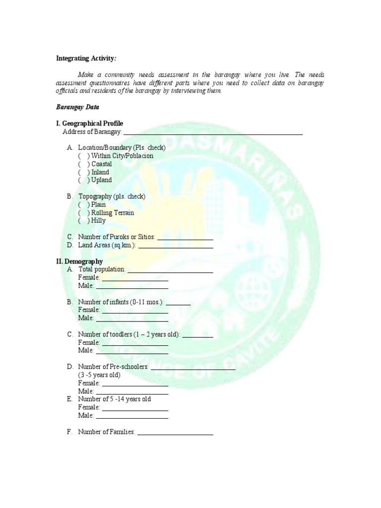 CNA Module ACTIVITY 2 1 (Household Data) | PDF | Clinic | Agriculture