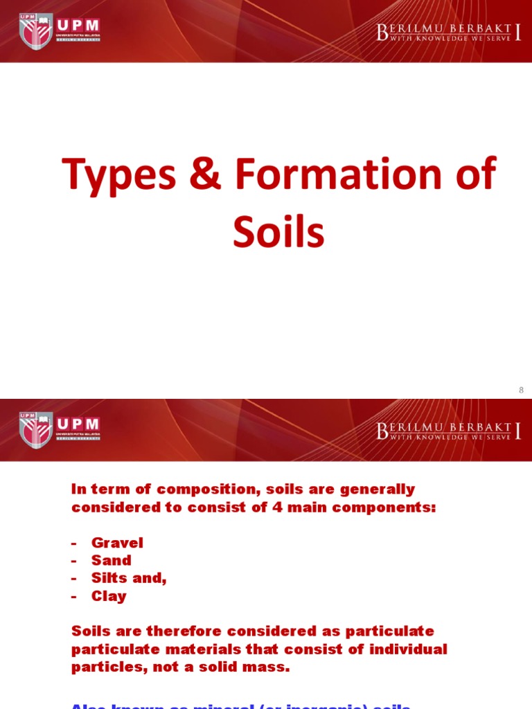 Types & Formation of Soils | PDF | Sand | Soil