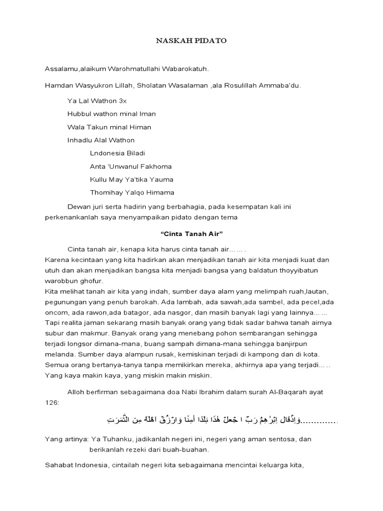 Naskah Pidato Cinta Tanah Air | PDF
