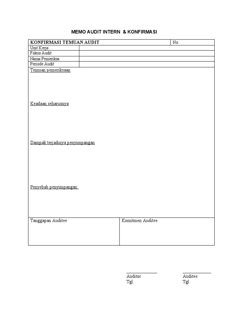 Contoh Form Memo Audit Pdf