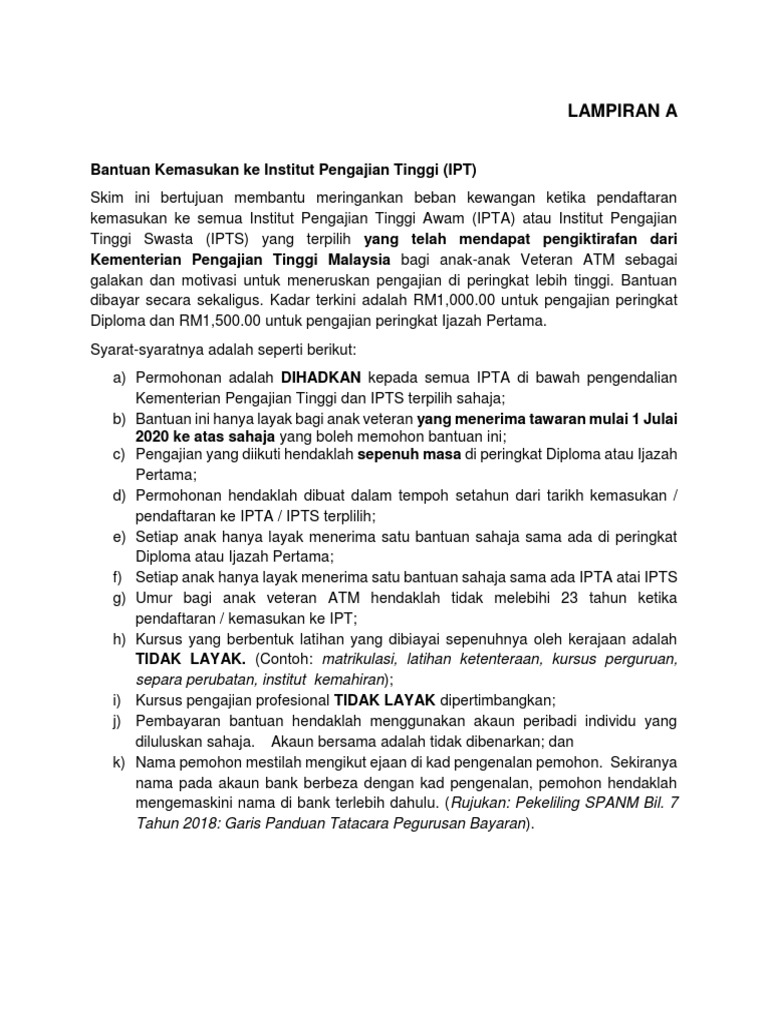 Syarat Kelayakan Bantuan IPT IPTS | PDF