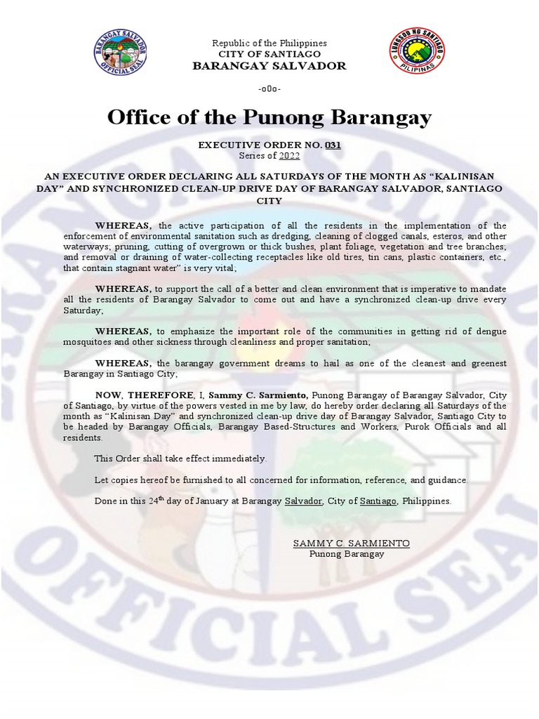 Executive Order No. 031 S. 2022 | PDF