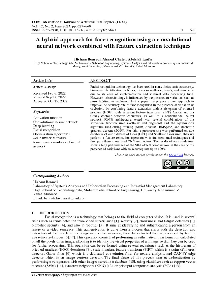 A Hybrid Approach For Face Recognition Using A Convolutional Neural Network Combined With