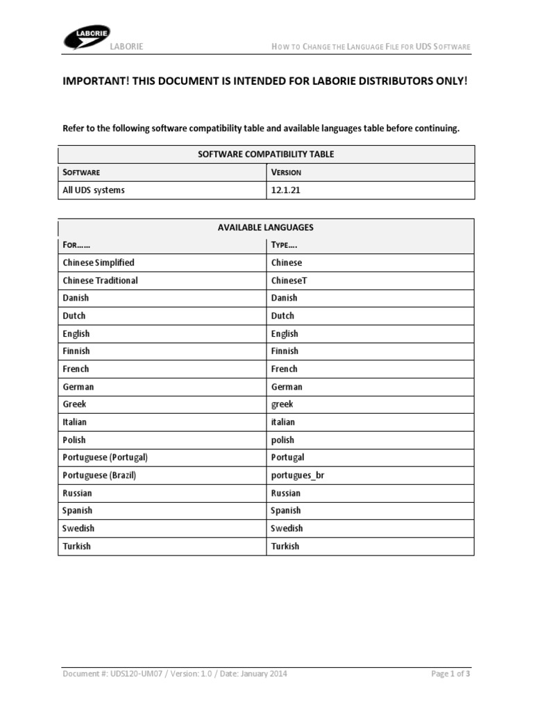How To Change The Language File For UDS - V01 - UDS120-UM07 | Download ...