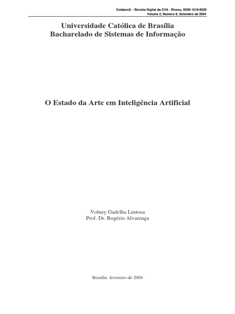 O Estado Da Arte em Inteligência Artificial - Volney Gadelha Lustosa ...