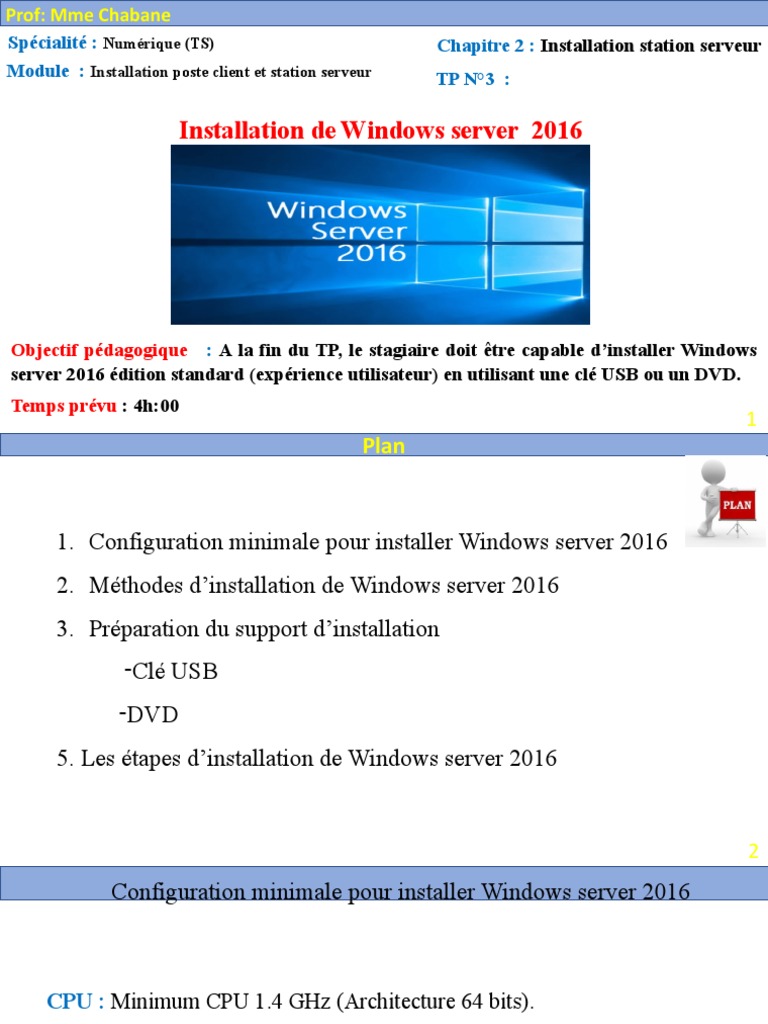 6.installation de Windows Server 2016 | PDF | Installation (Programmes informatiques ...
