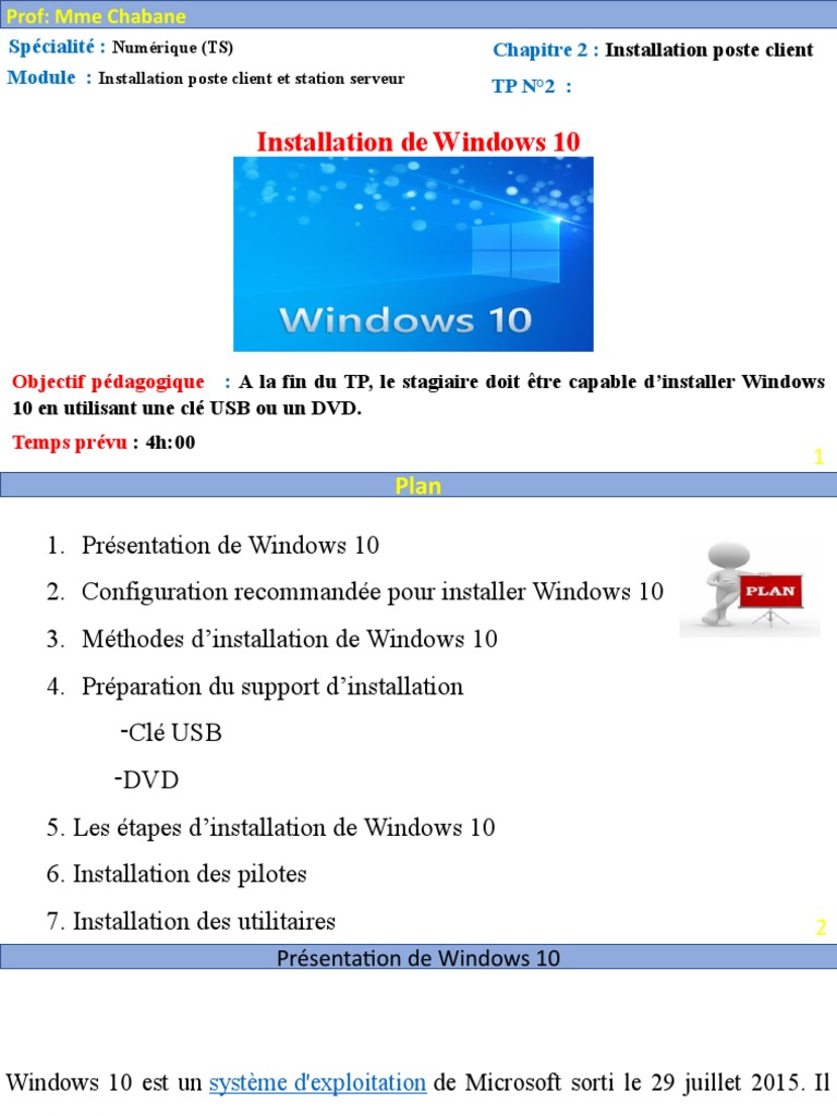 Installation de Windows 10 | PDF | Windows 10 | Microsoft Windows
