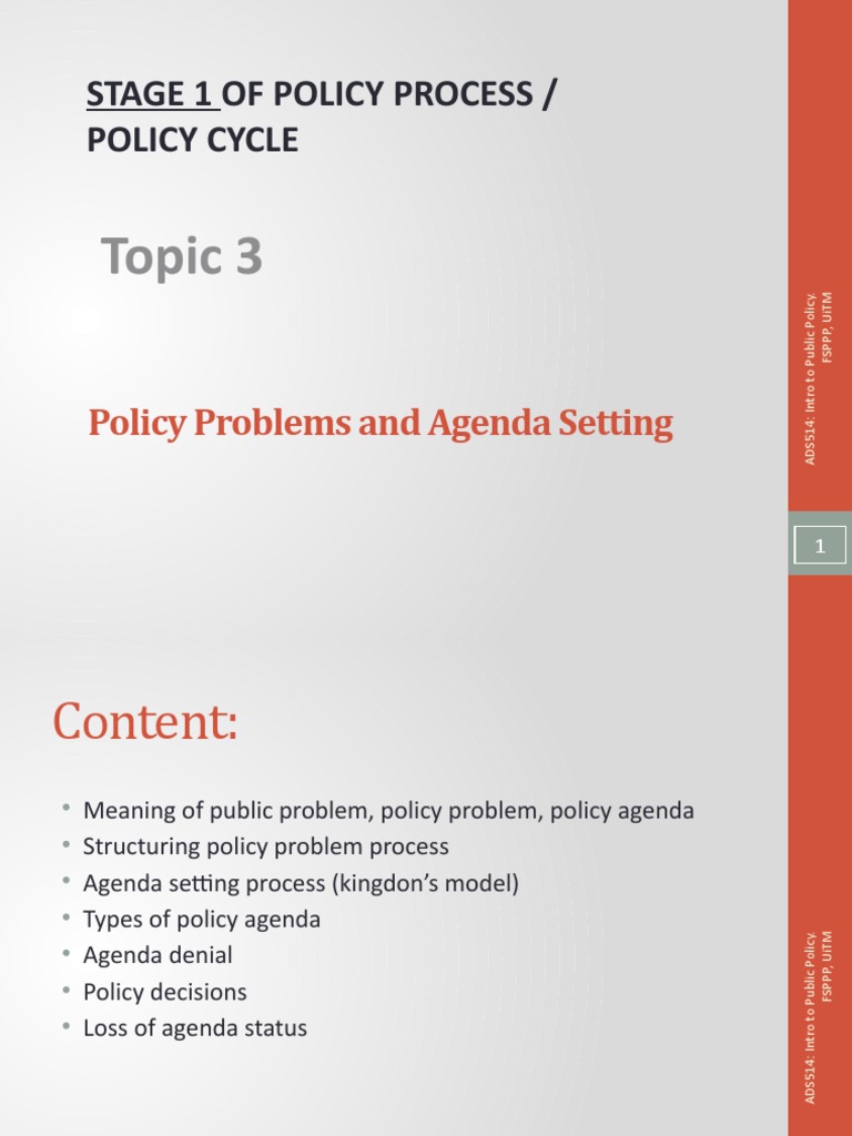 Chap 3 Policy Problems and Agenda Setting | PDF | Policy | Political ...