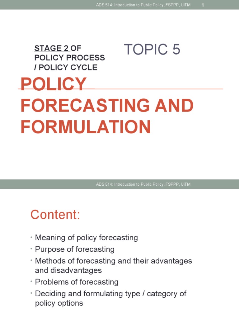 Chap 4 Policy Forecasting and Formulation | PDF | Forecasting | Statistics