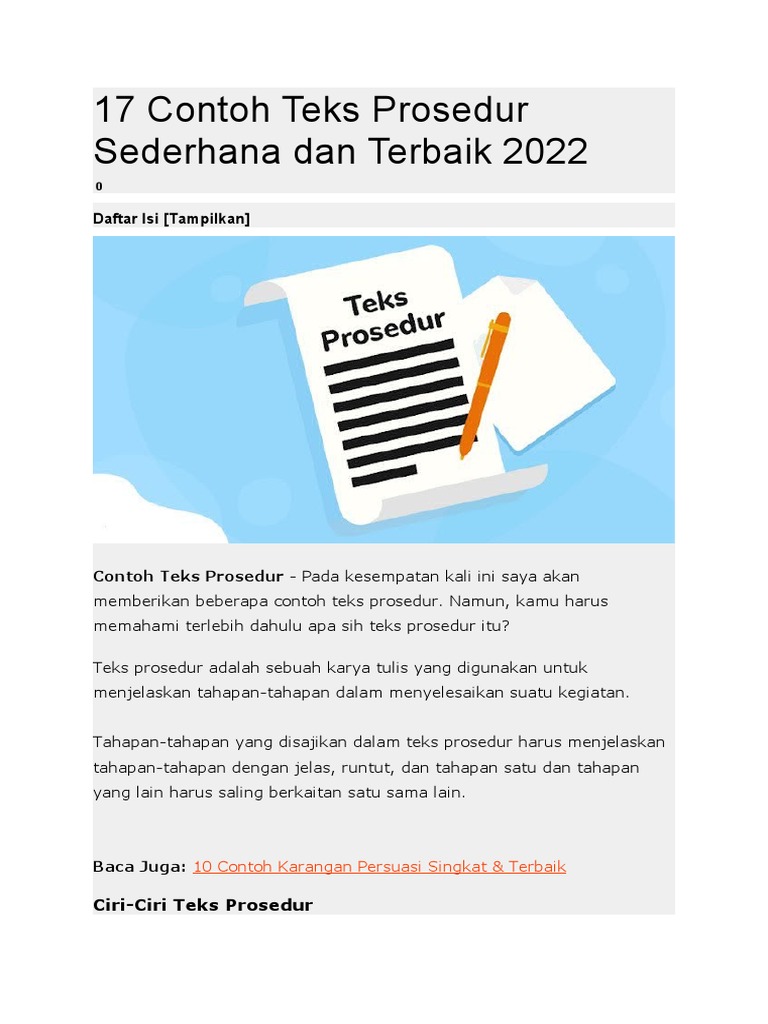 17 Contoh Teks Prosedur Sederhana Dan Terbaik 2022 | PDF
