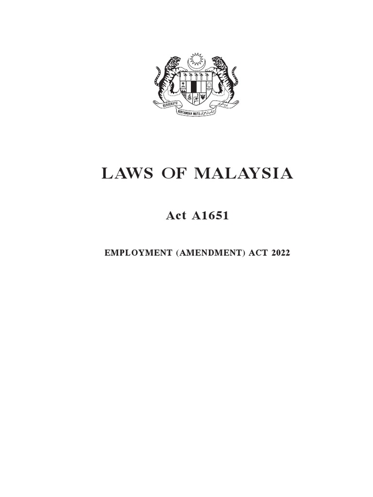 Act A1651 Employment (Amendment) Act 2022 | PDF | Employment | Crimes