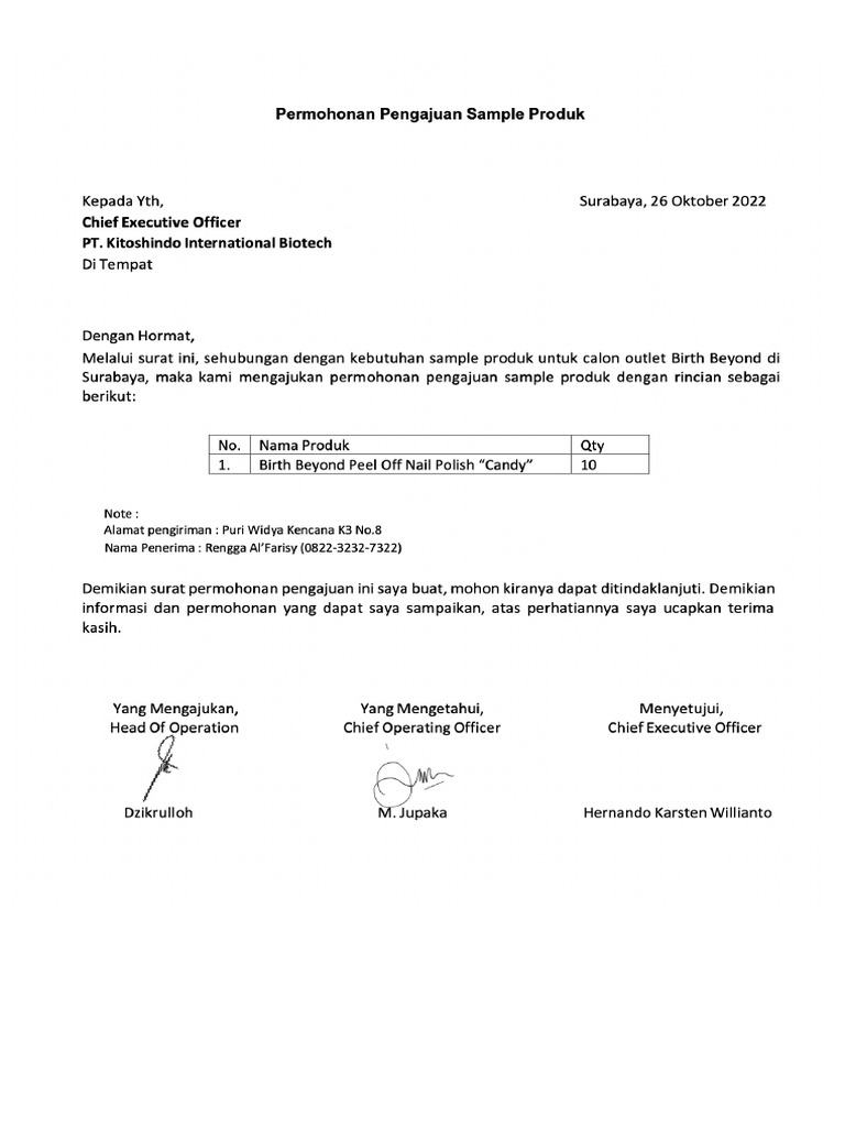 Pengajuan Sample Sby | PDF