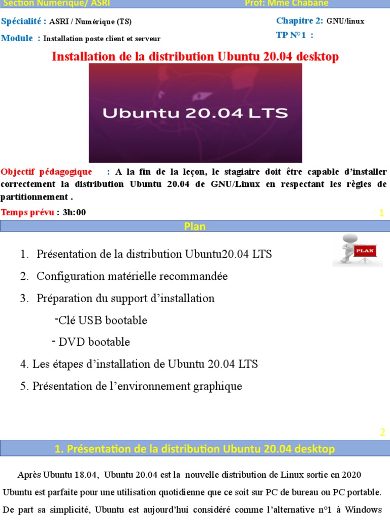 4.installation Ubuntu 20.04LTS Desktop | PDF | Installation (Programmes informatiques) | Linux