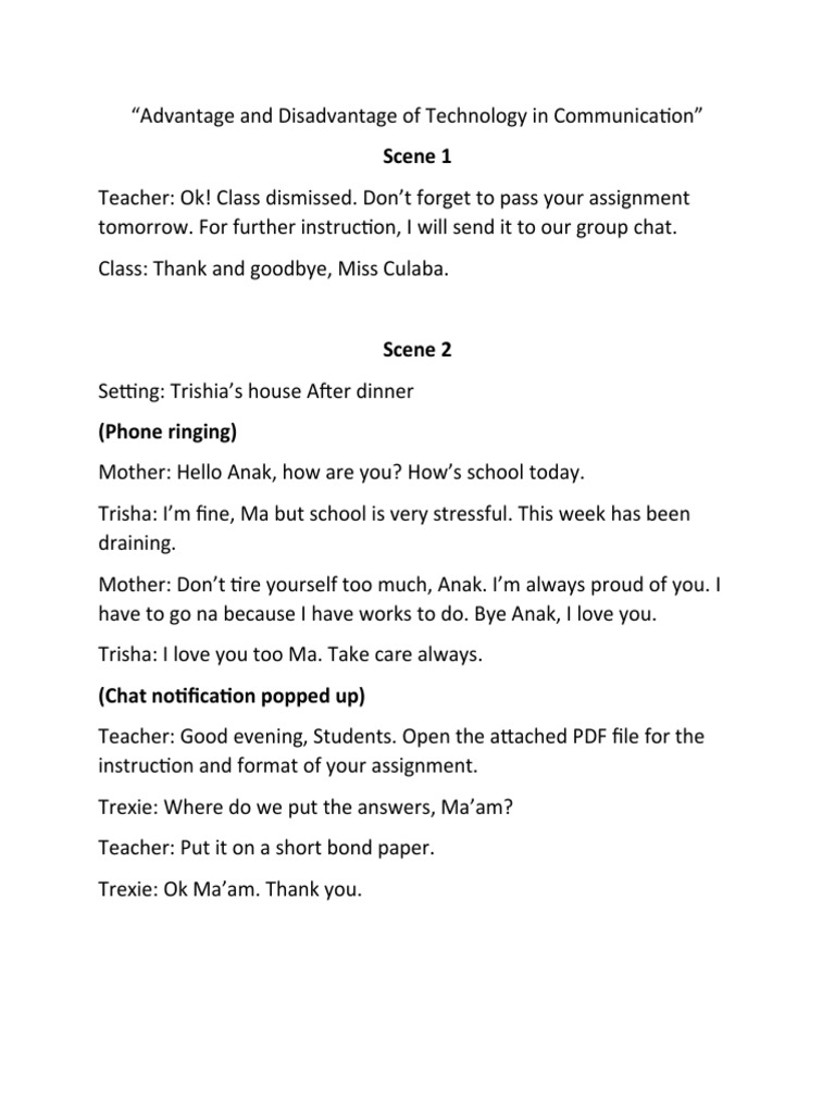 Advantage and Disadvantage of Technology in Communication | PDF