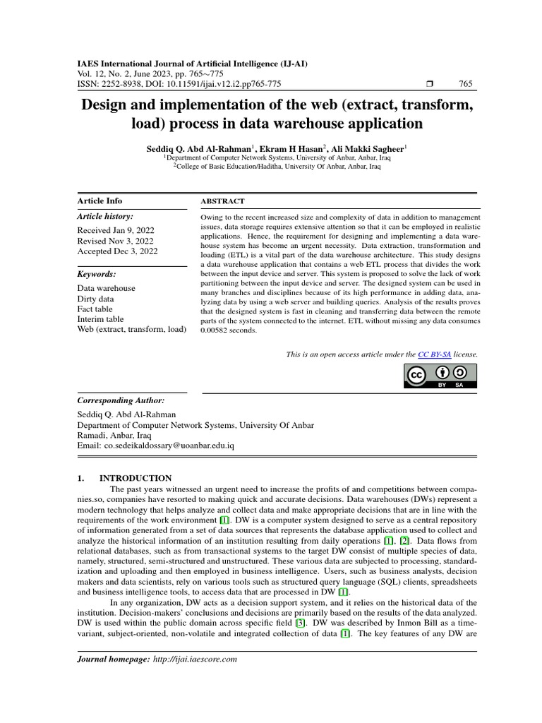 Design And Implementation Of The Web Extract Transform Load Process