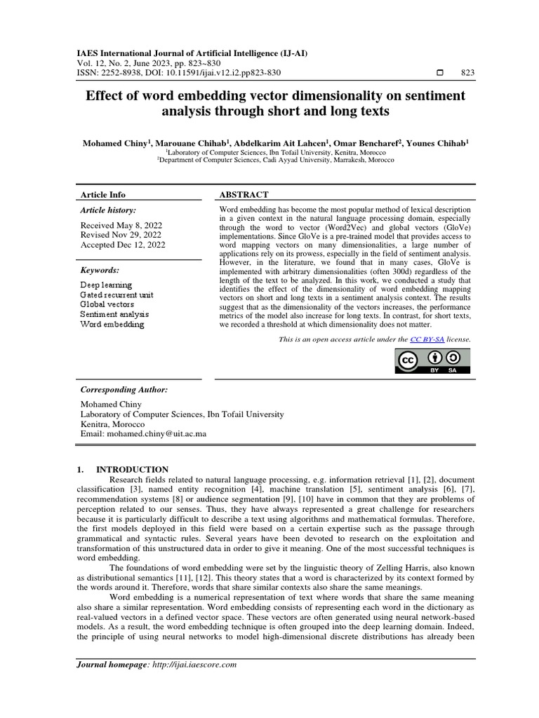 Effect Of Word Embedding Vector Dimensionality On Sentiment Analysis