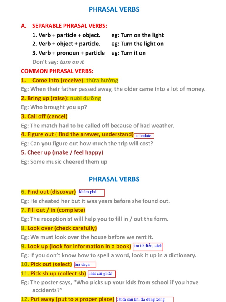 Phrasal Verbs | PDF | Linguistics | Syntax